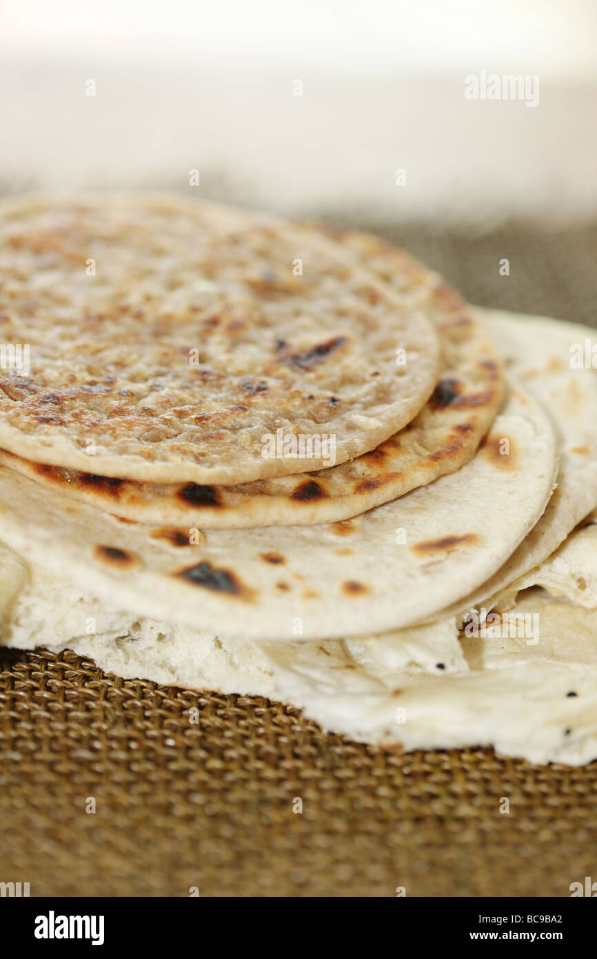 Selection of Middle Eastern And Indian Flatbreads Including Pitta ...
