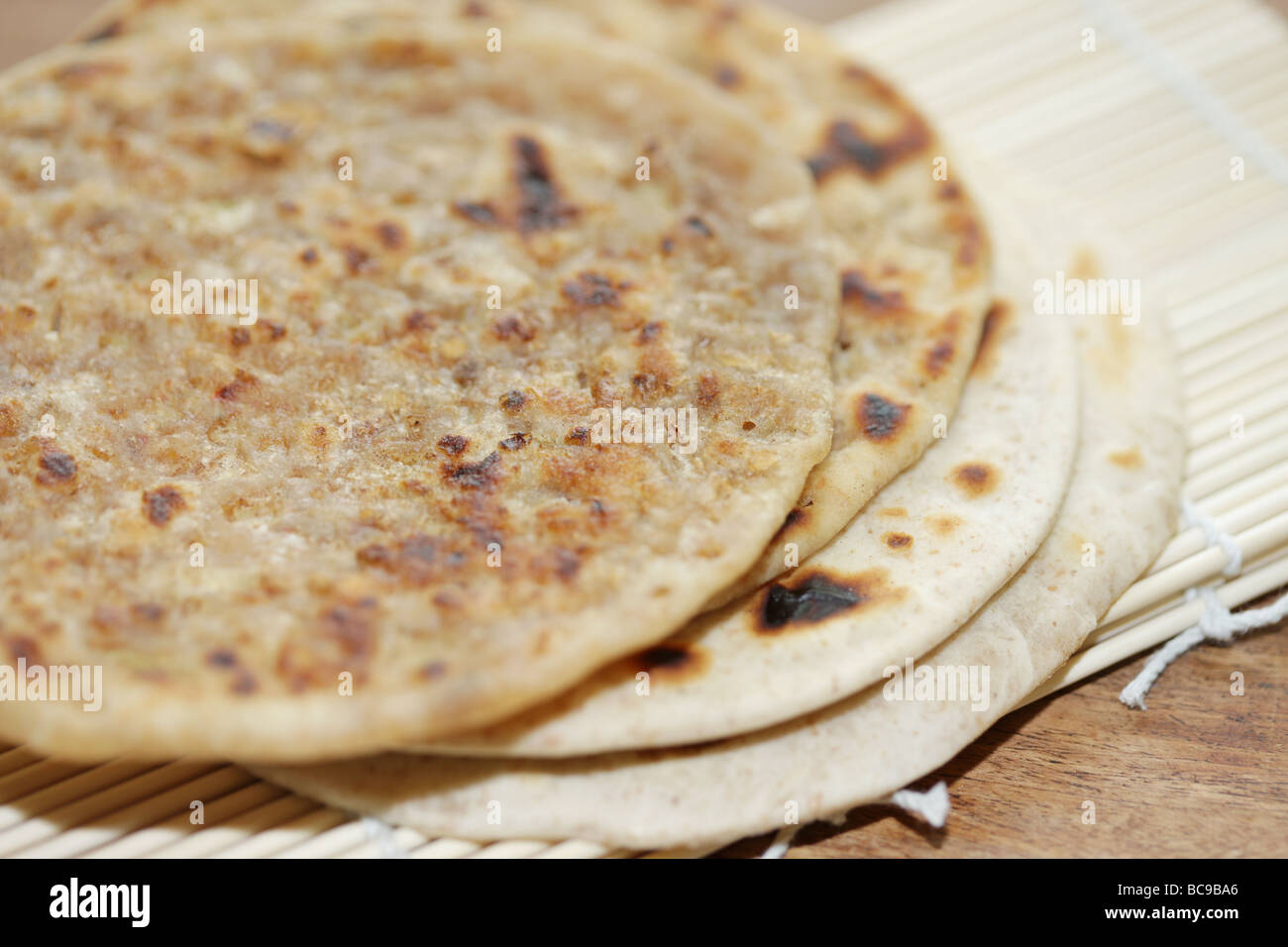 Selection of Middle Eastern And Indian Flatbreads Including Pitta ...