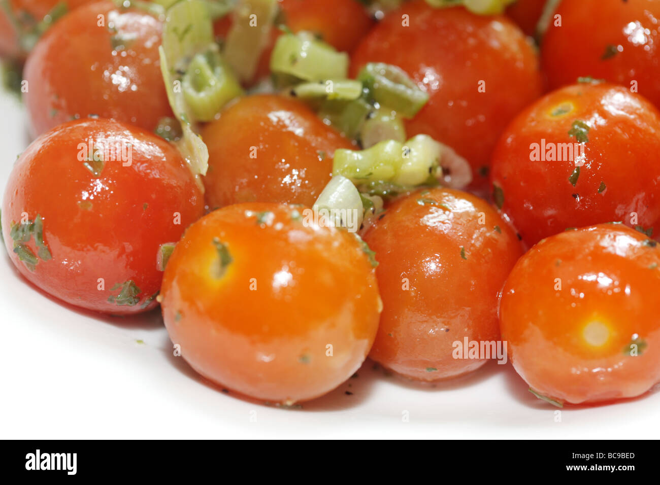 Cherry Tomato and Spring Onion Salad Stock Photo - Alamy
