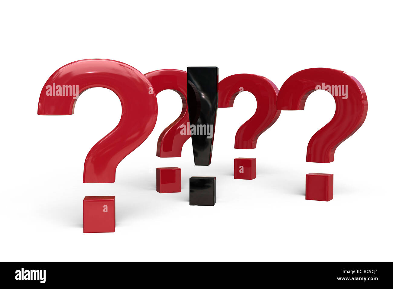 High resolution image of a group of red question symbol and one ...