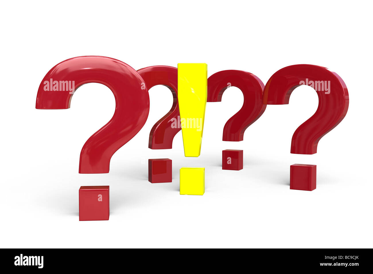 High resolution image of a group of red question symbol and one ...
