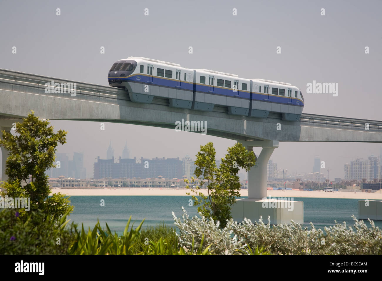 Dubai Palm Jumeirah Monorail Train and Track UAE Stock Photo - Alamy