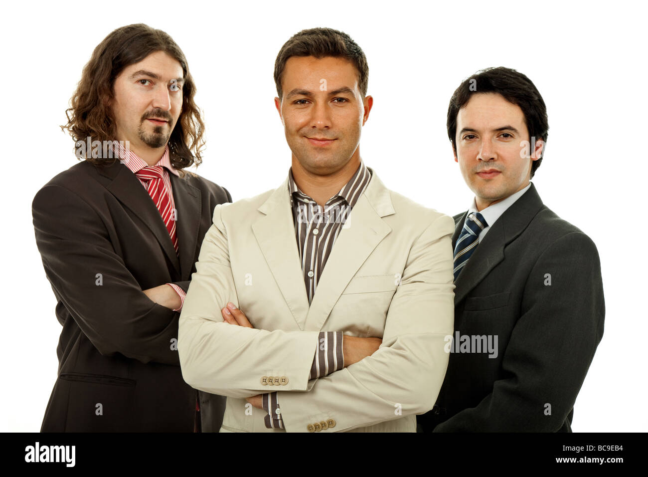 three business men isolated on white background Stock Photo - Alamy