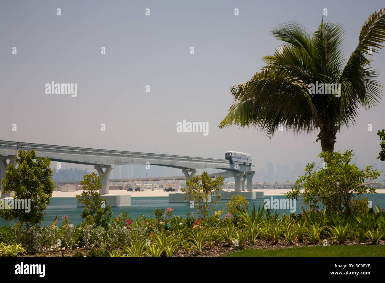 Dubai Palm Jumeirah Monorail Train and Track UAE Stock Photo - Alamy