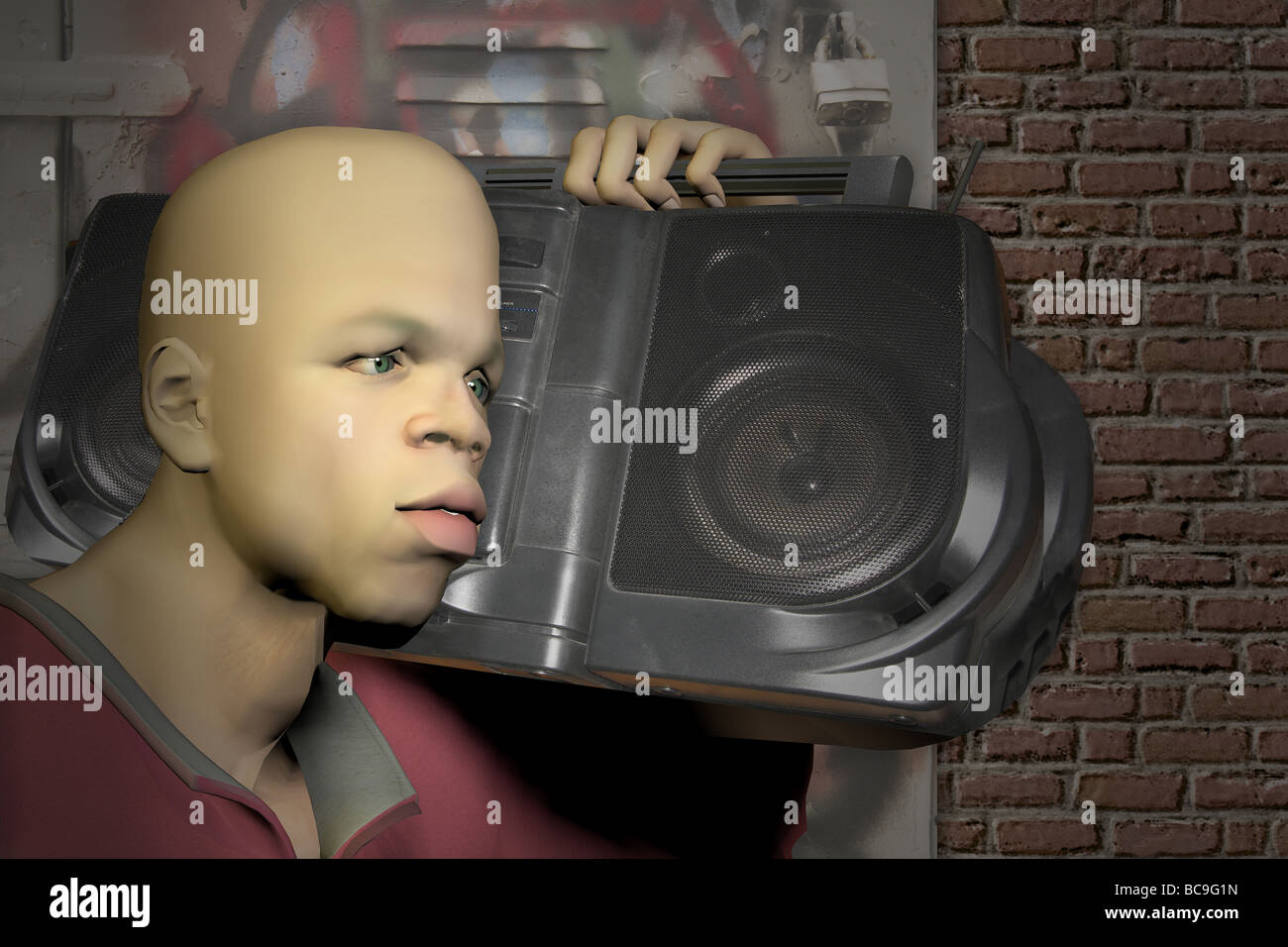 Man with a boombox Stock Photo - Alamy