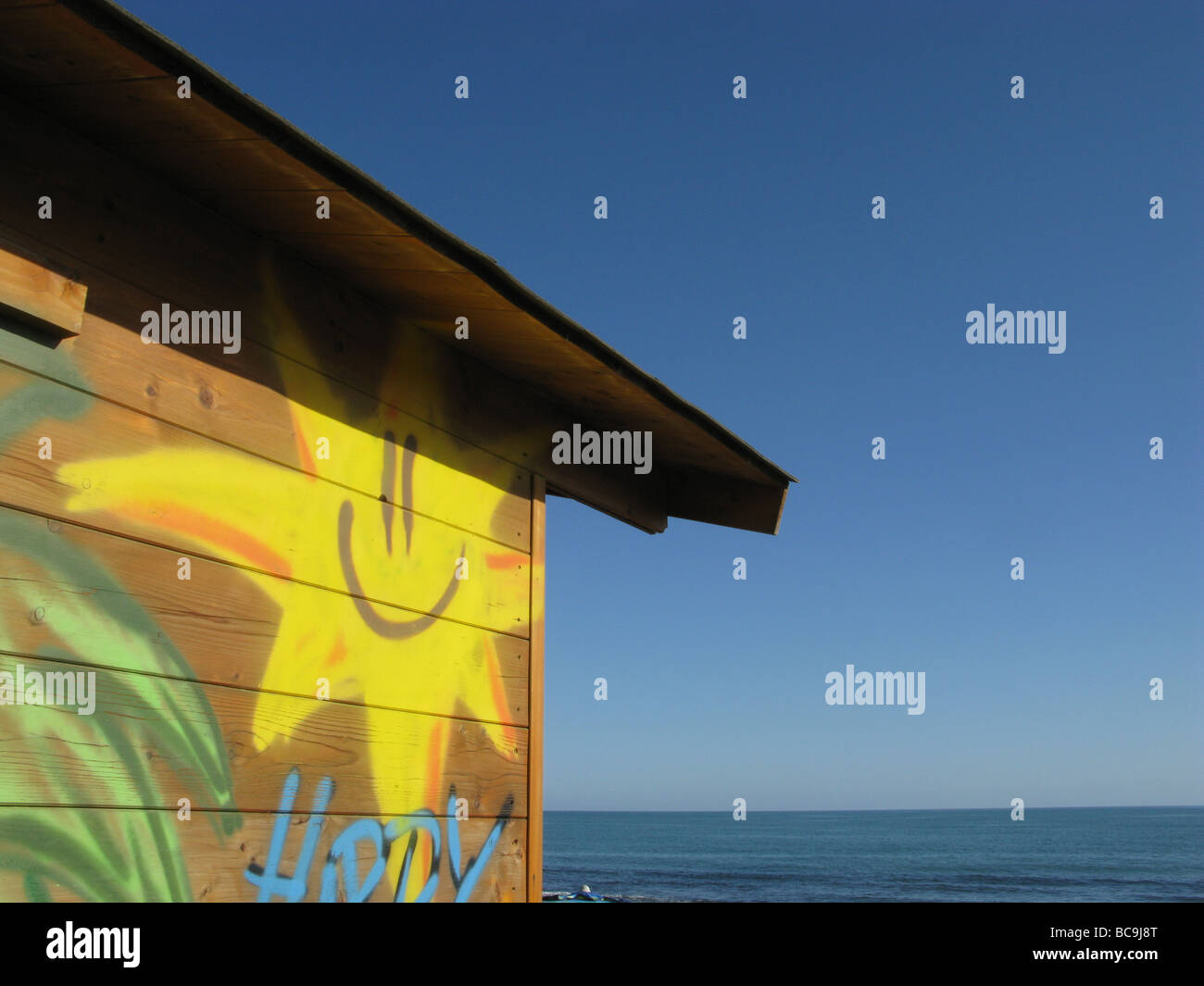 Sun sea and changing hut hi-res stock photography and images - Alamy