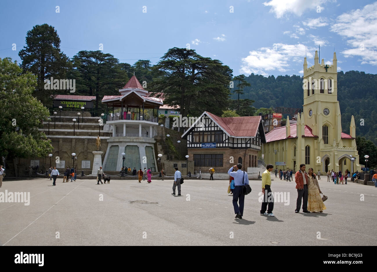 Scandal Point and Christ church. Shimla. Himachal Pradesh. India Stock ...