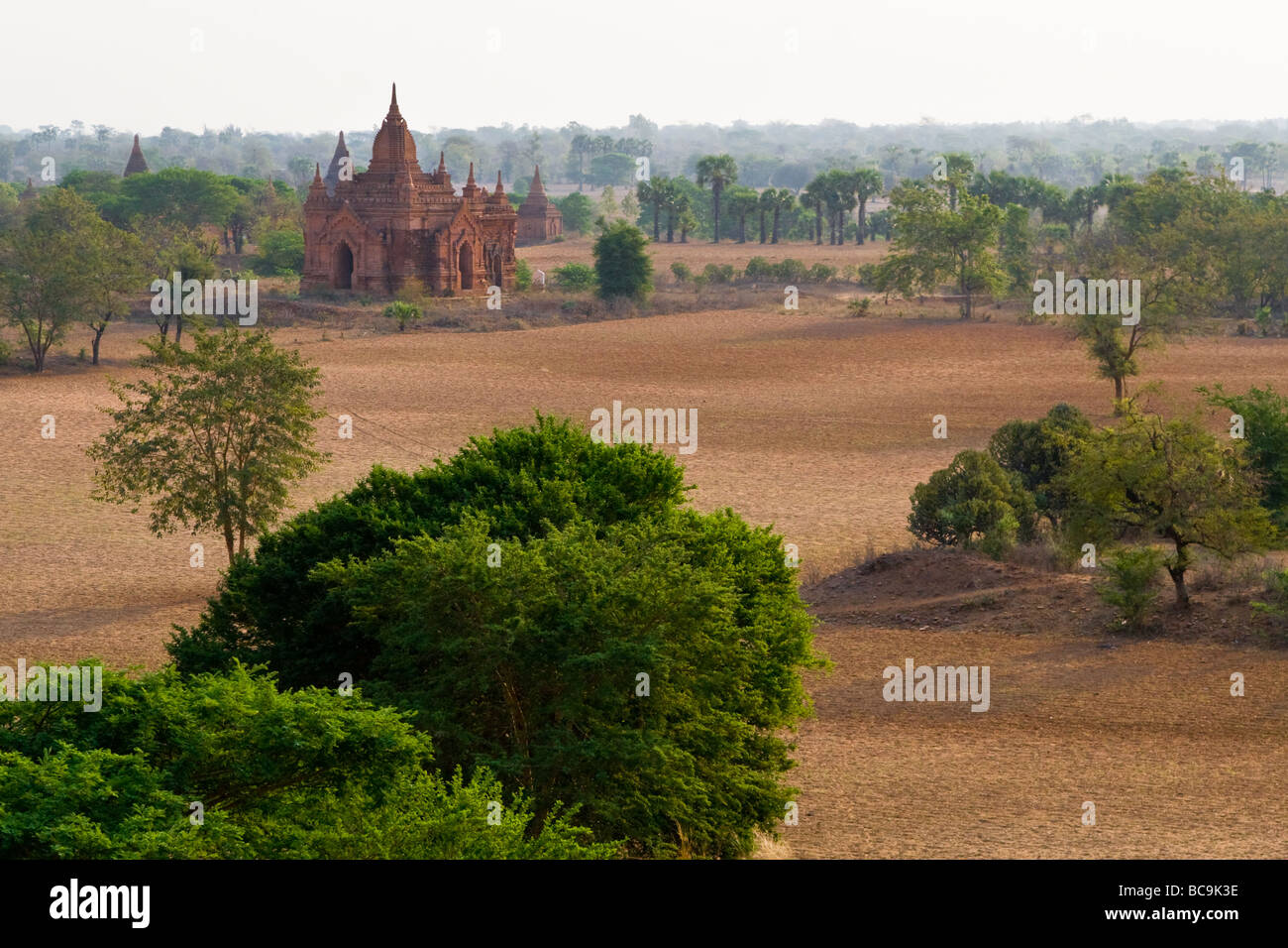 View over the plains of Bagan, Myanmar, with some small Buddhist ...