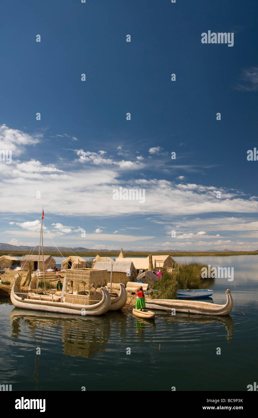 Peru Lake Titicaca, the floating islands of the Uros people Stock Photo ...
