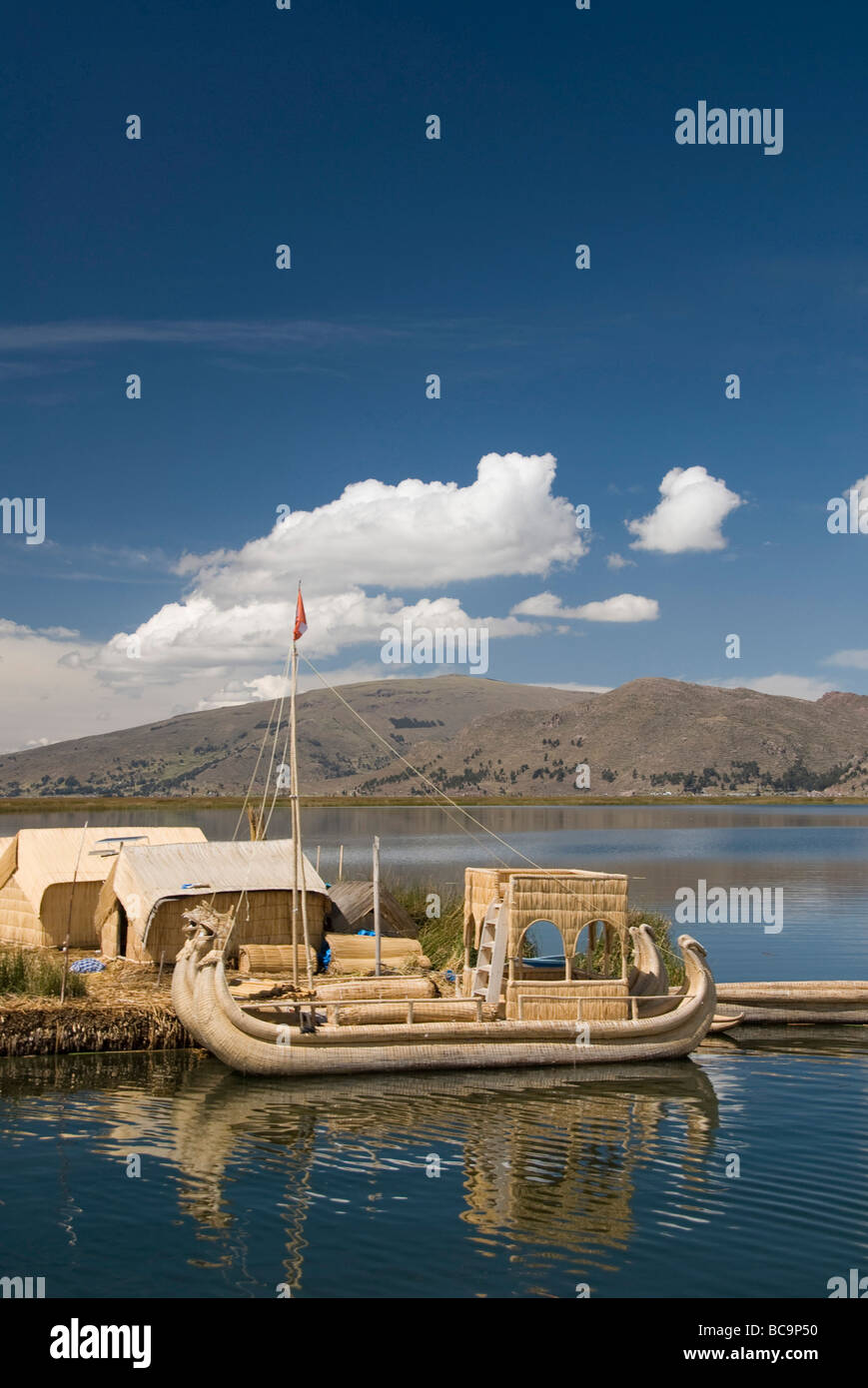 Peru Lake Titicaca the floating islands of the Uros people Stock Photo ...