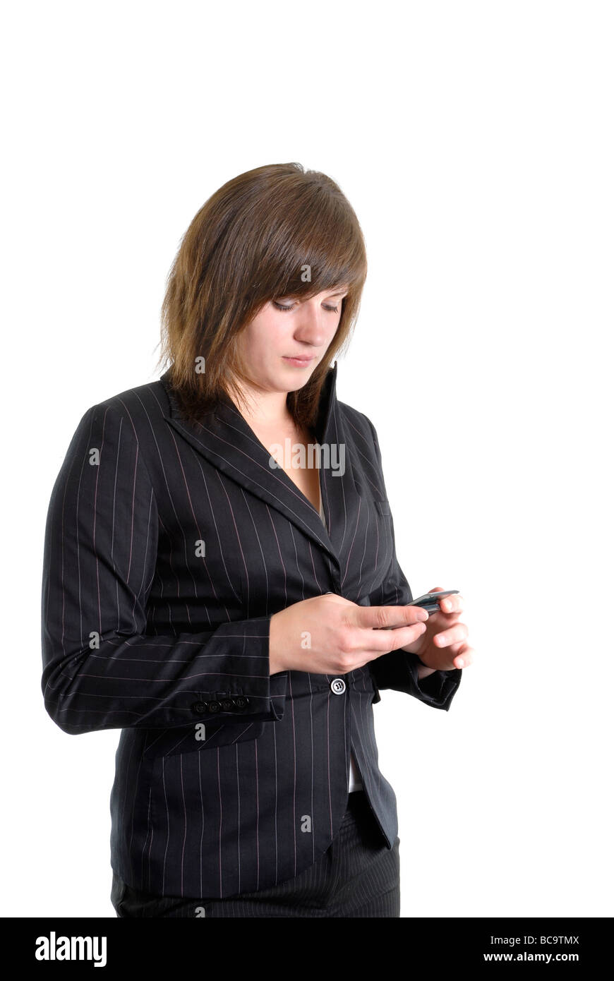 Woman sending message Cut Out Stock Images & Pictures - Alamy