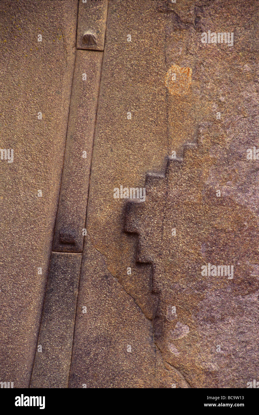 GEOMETRIC PATTERNS are carved on stone blocks of the TEMPLE OF THE SUN ...
