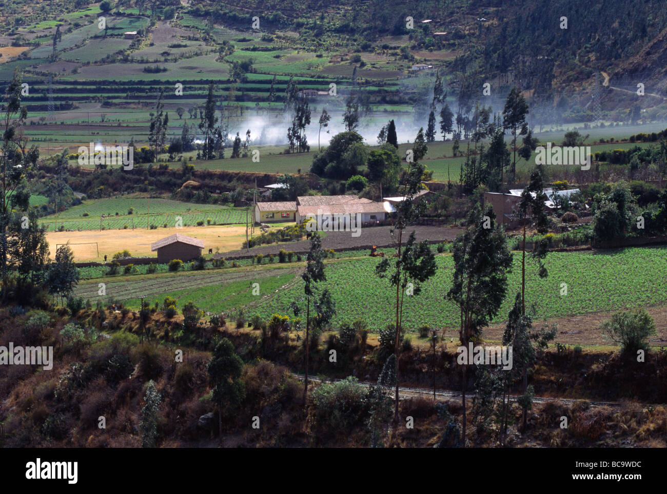 FARMLAND in the URUBAMBA river valley on the INCA TRAIL to MACHU PICCHU ...