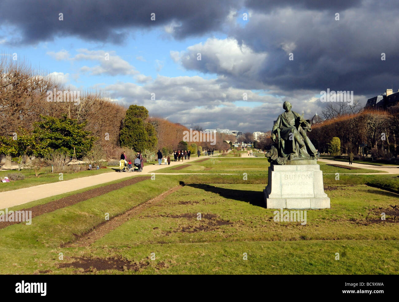 View of the Jardin des Plantes (plants garden) and Buffon statue, where ...