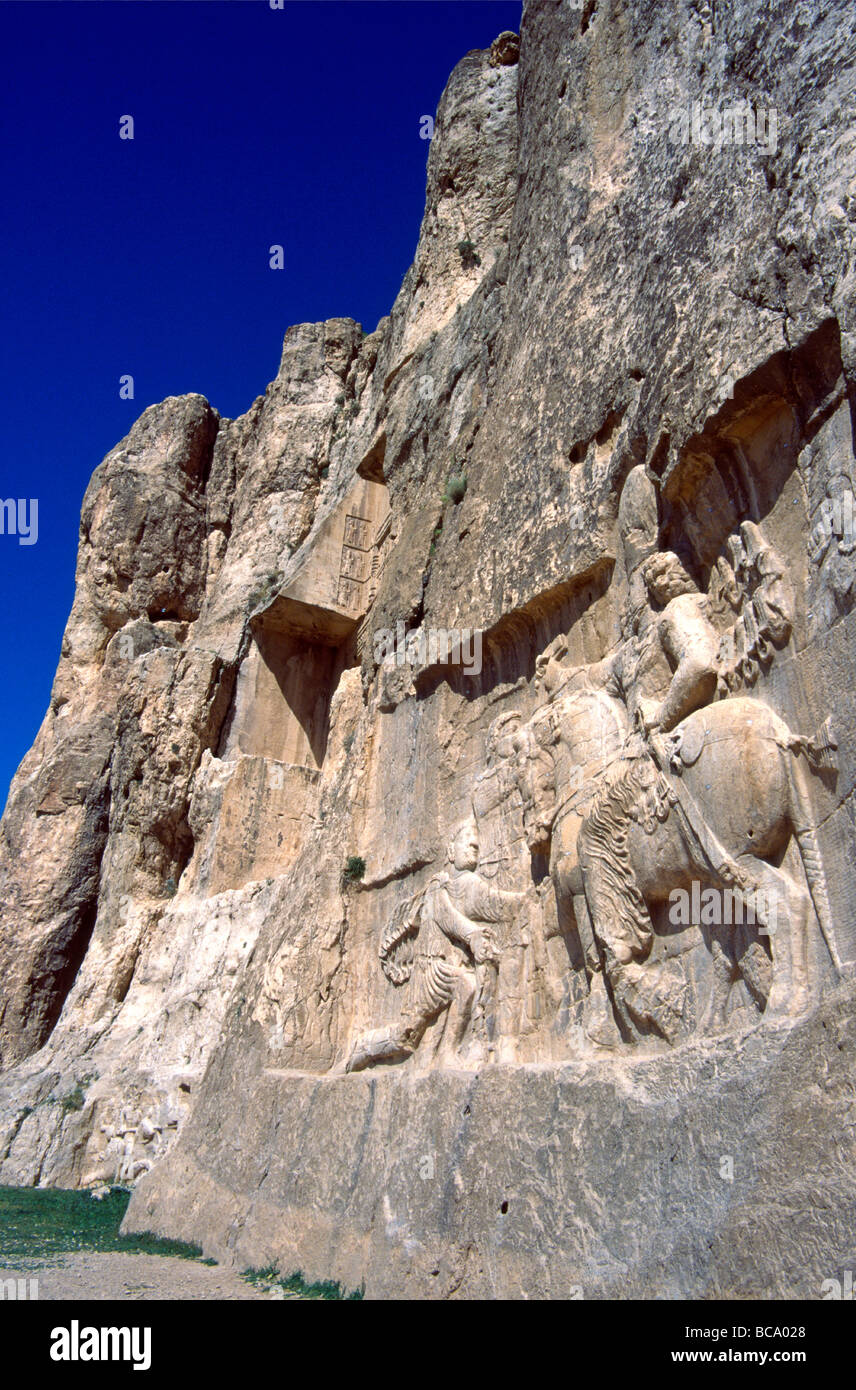 Shapur I on horseback at the necropolis of Naqsh-e Rostam, a rock ...