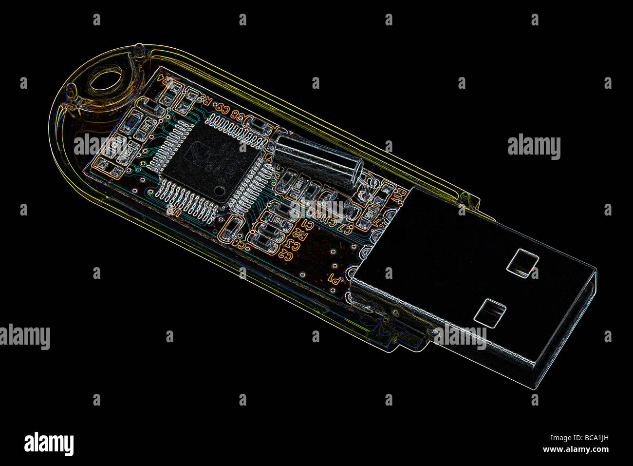 negative solarized view of a usb data stick pen drive Stock Photo - Alamy