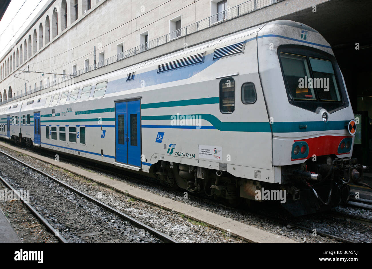 Double decker train in Italy Stock Photo - Alamy