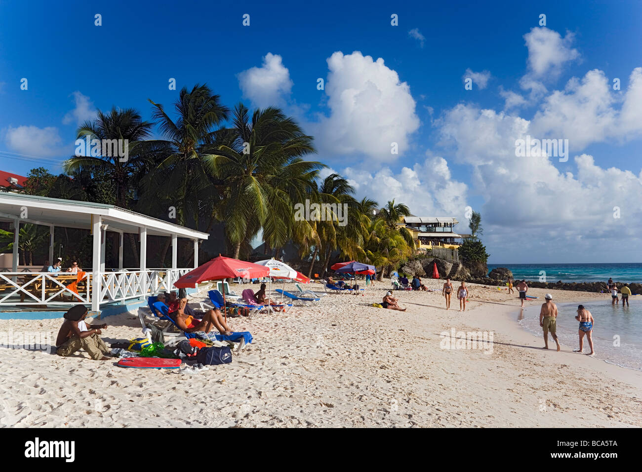People relaxing at Accra Beach, Rockley, Barbados, Caribbean Stock ...