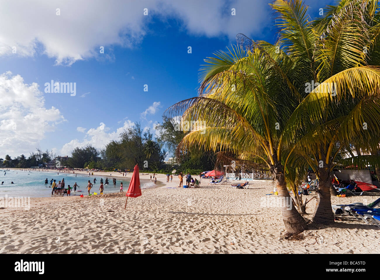 People relaxing at Accra Beach, Rockley, Barbados, Caribbean Stock ...