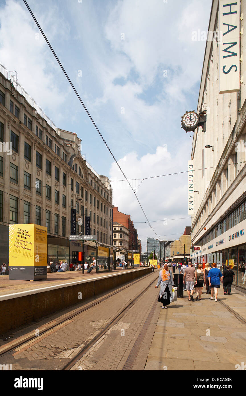 View into Market street Manchester UK Stock Photo - Alamy