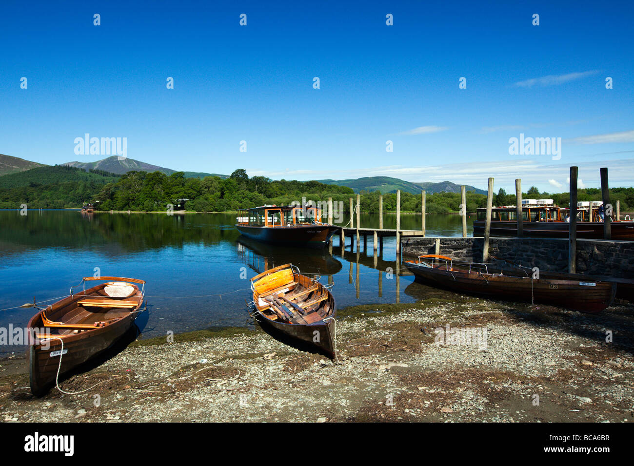 Derwentwater rowing boats pier hi-res stock photography and images - Alamy