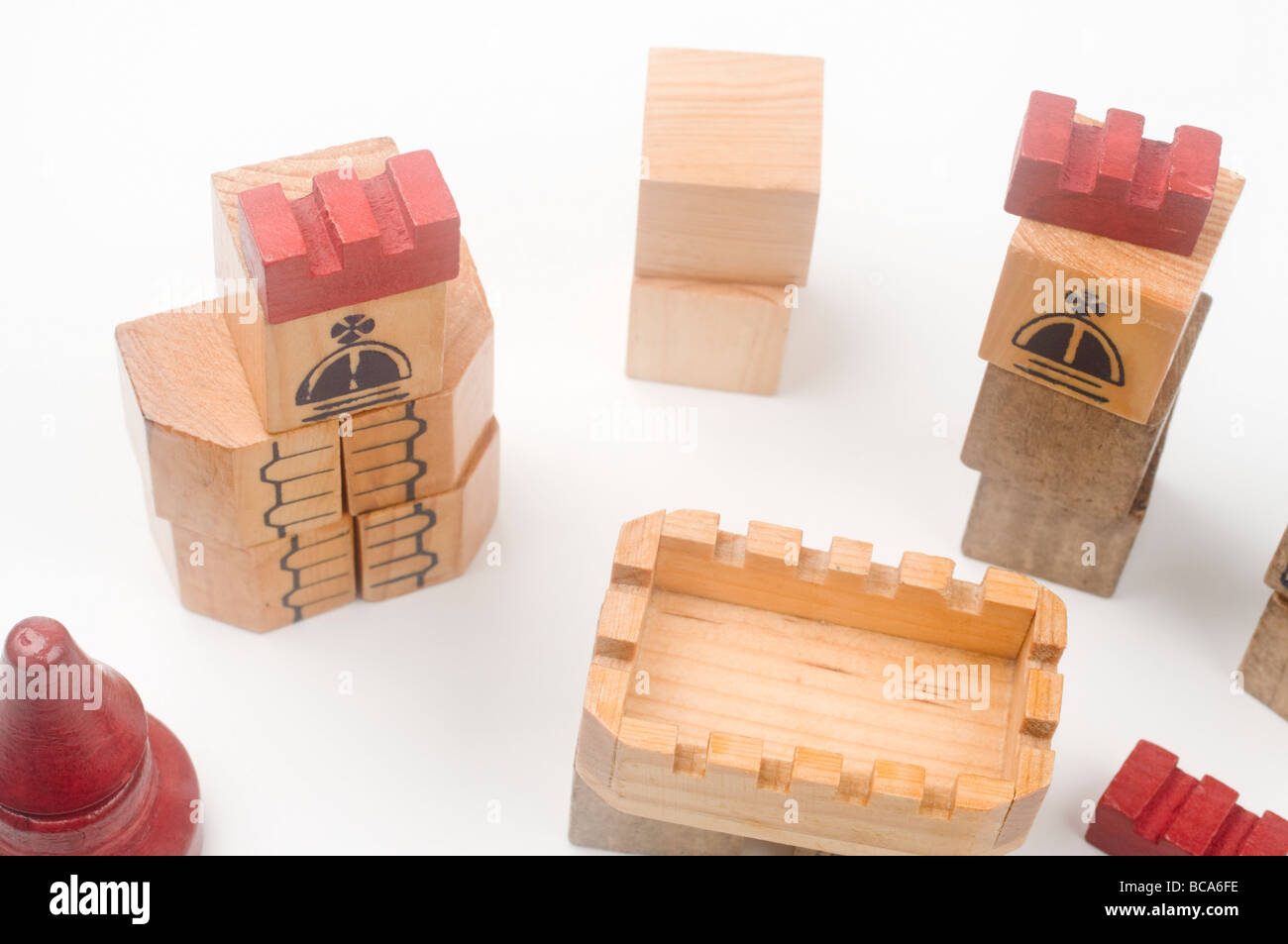 Cutout of wooden castle blocks on white background Stock Photo - Alamy