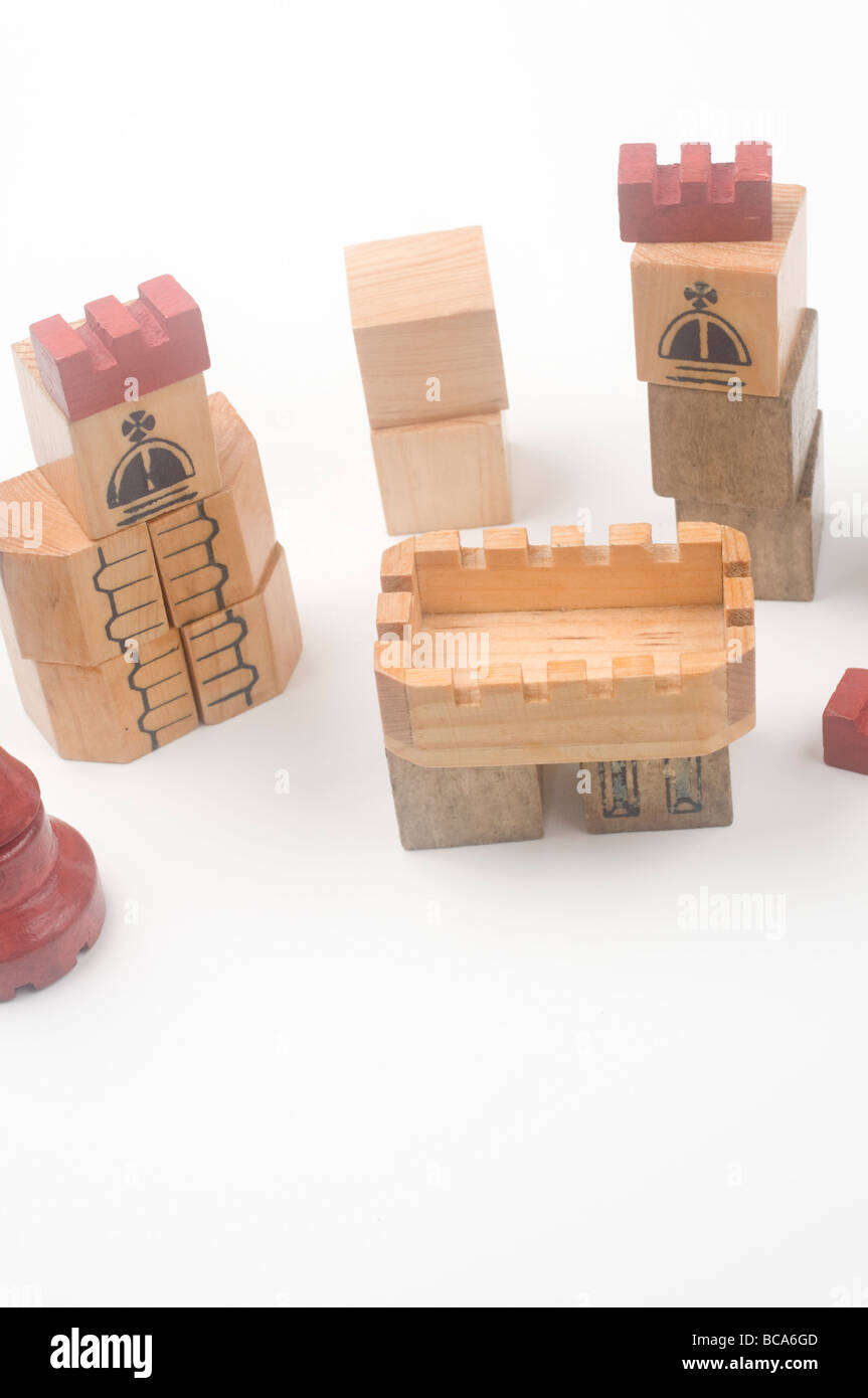 Cutout of wooden castle blocks on white background Stock Photo - Alamy