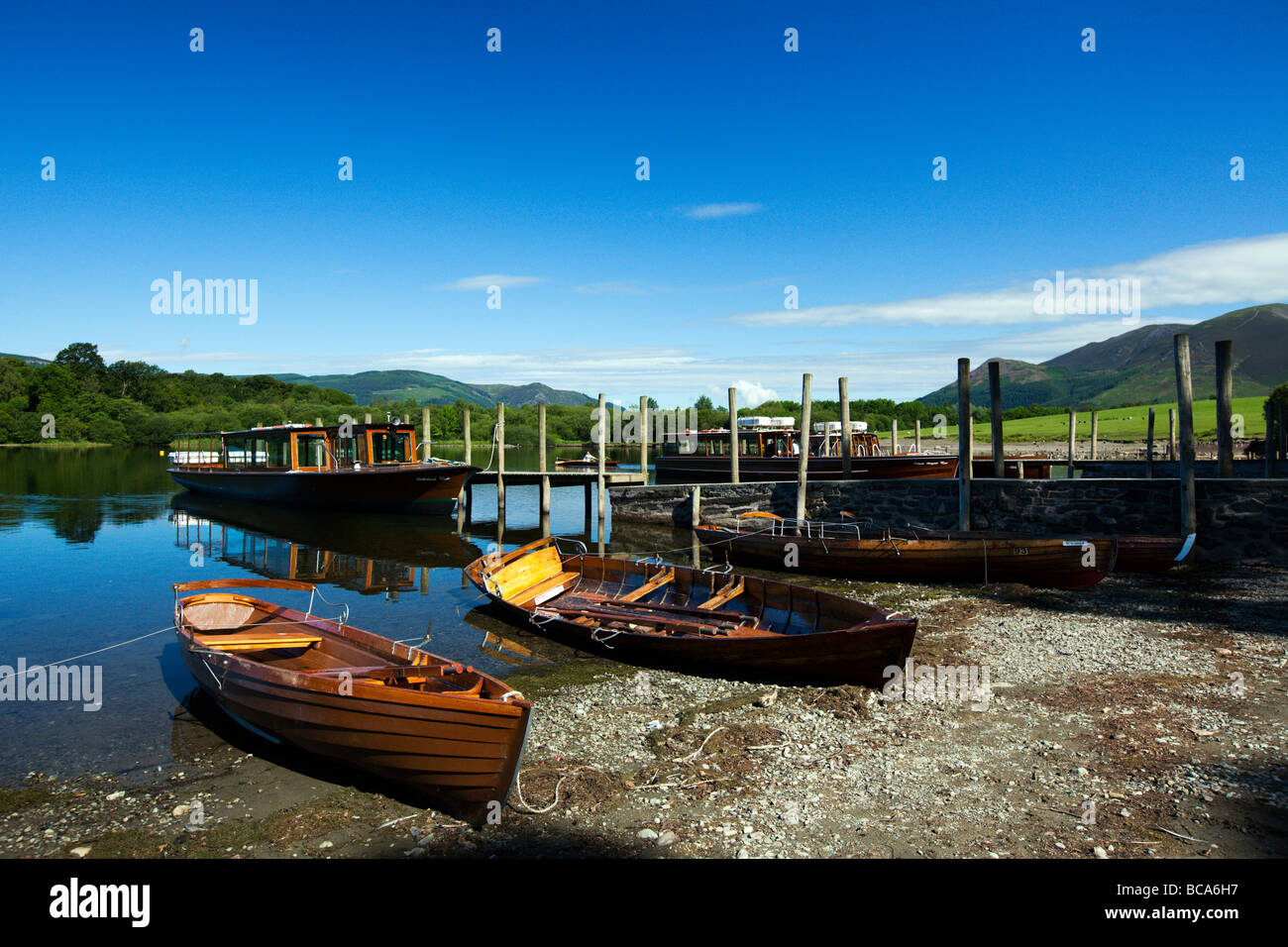 'The Keswick Landing Stages' Rowing Boats On The Lakeshore, Derwent ...