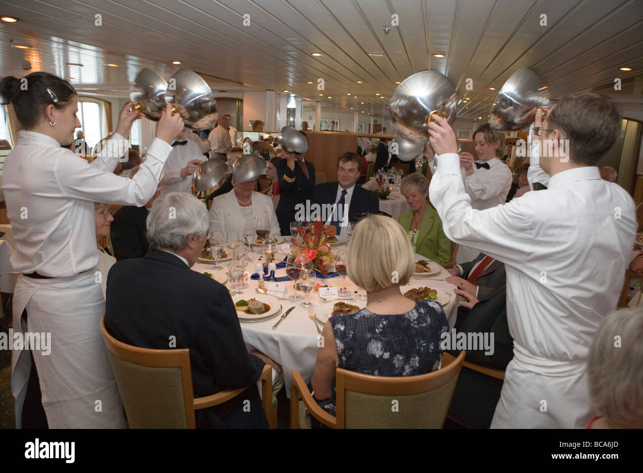 The Captain's Table, MS Bremen Restaurant, near East Coast of South ...