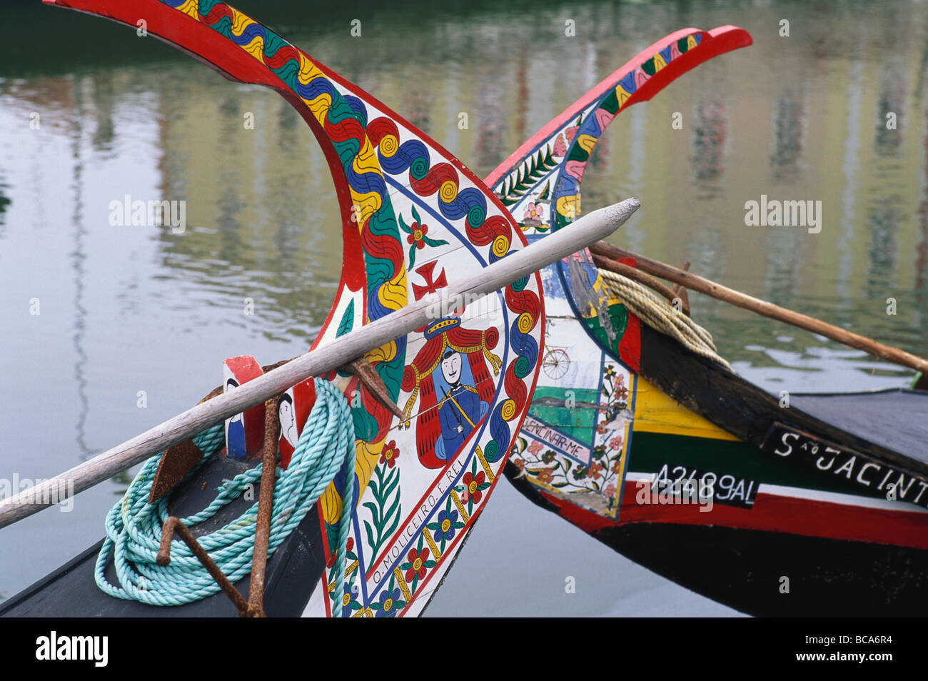 Two typical portuguese Moliceiro Boats, Aveiro, Beira Liboral, Portugal ...