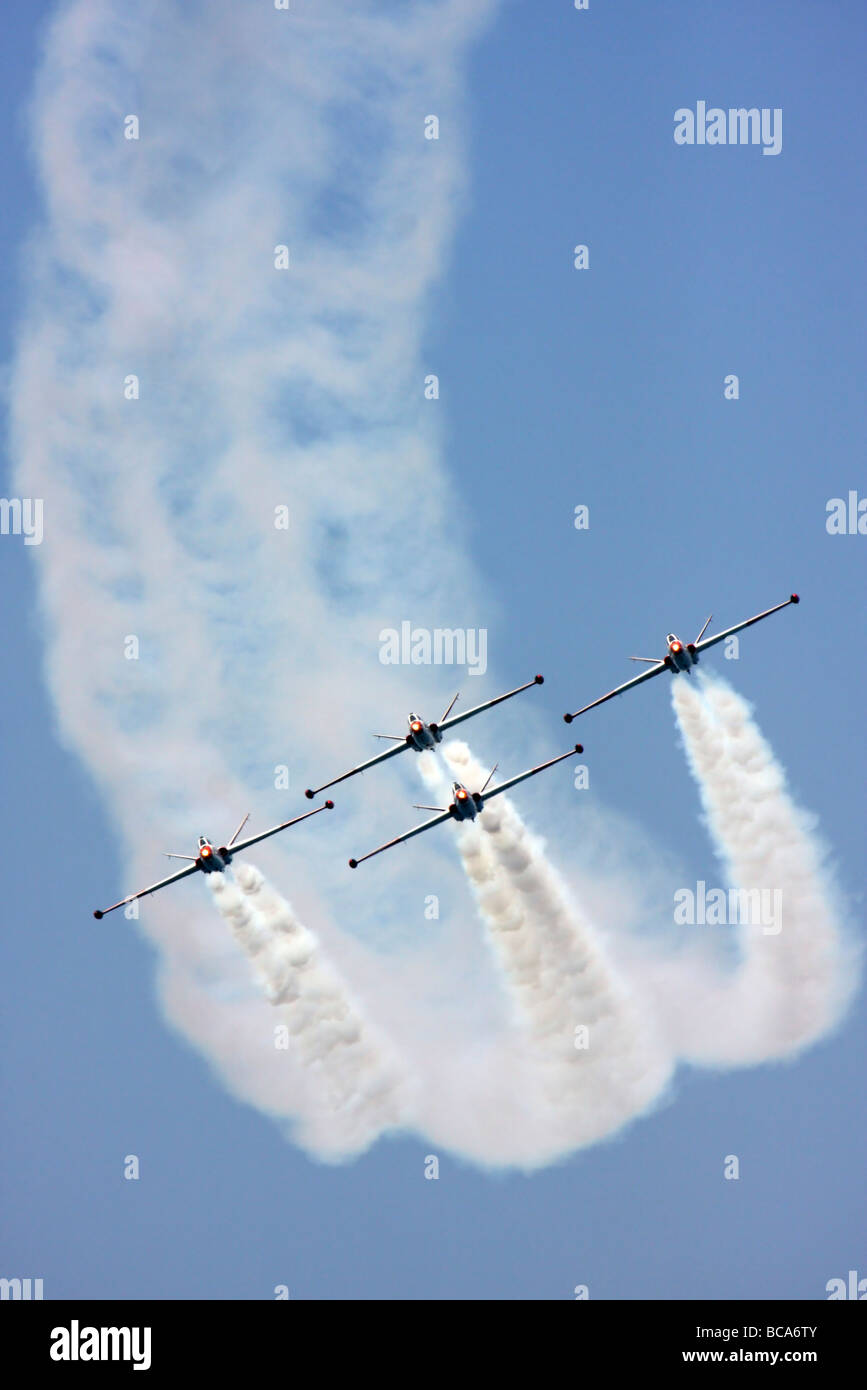 4 Israeli Air force Fouga Magister CM 170 in aerobatics display Stock ...