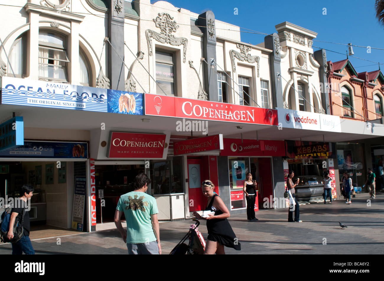 The Corso with shops and people in Manly, Sydney, NSW, Australia Stock ...
