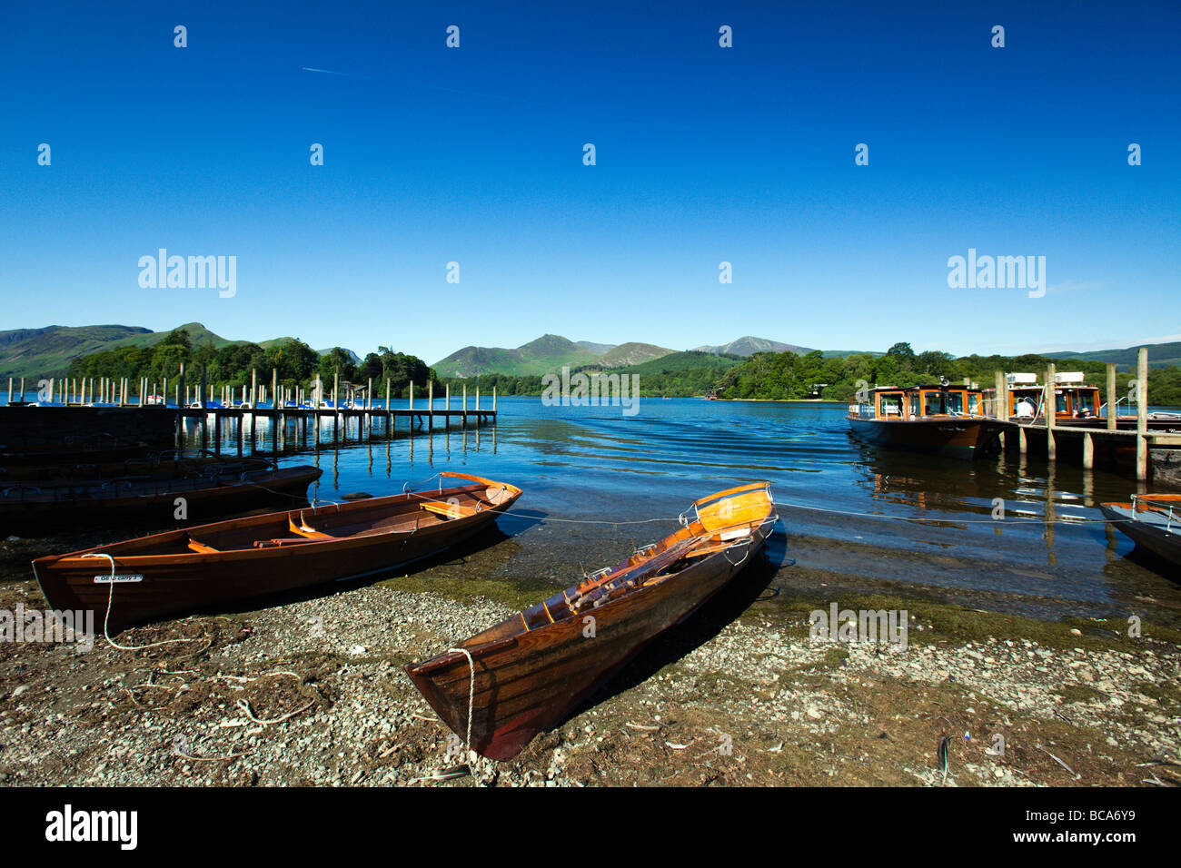 'The Keswick Landing Stages' Rowing Boats On The Lakeshore, Derwent ...