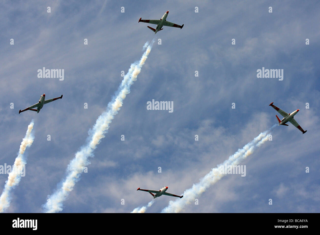 4 Israeli Air force Fouga Magister CM 170 in aerobatics display Stock ...