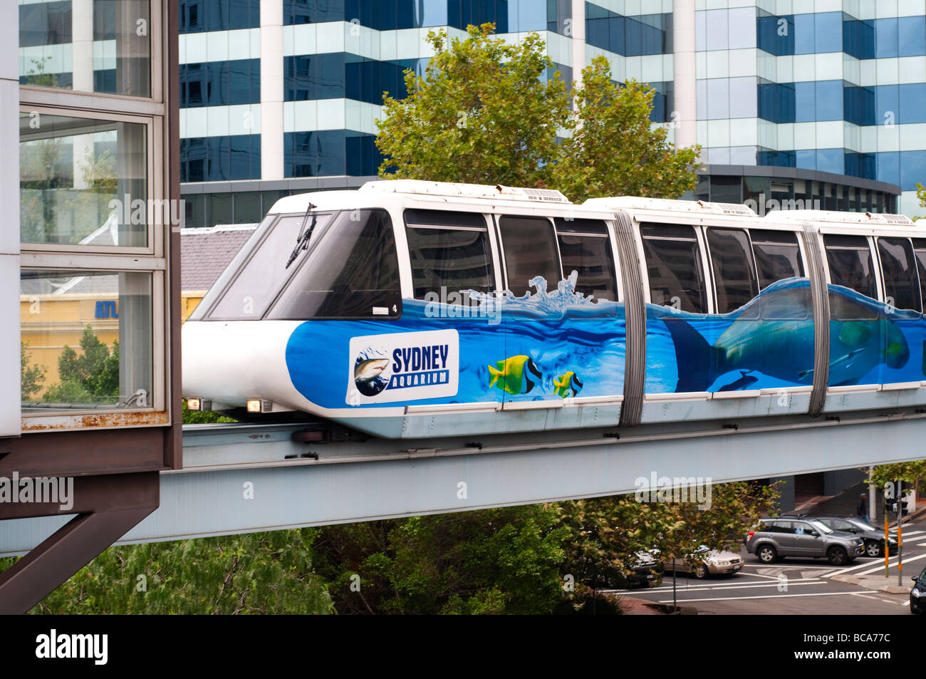 Monorail train comming to Darling Harbour Sydney NSW Australia Stock ...