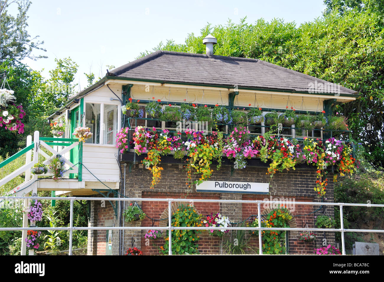 Flower-clad Pulborough Station Signal Box, Pulborough, West Sussex ...