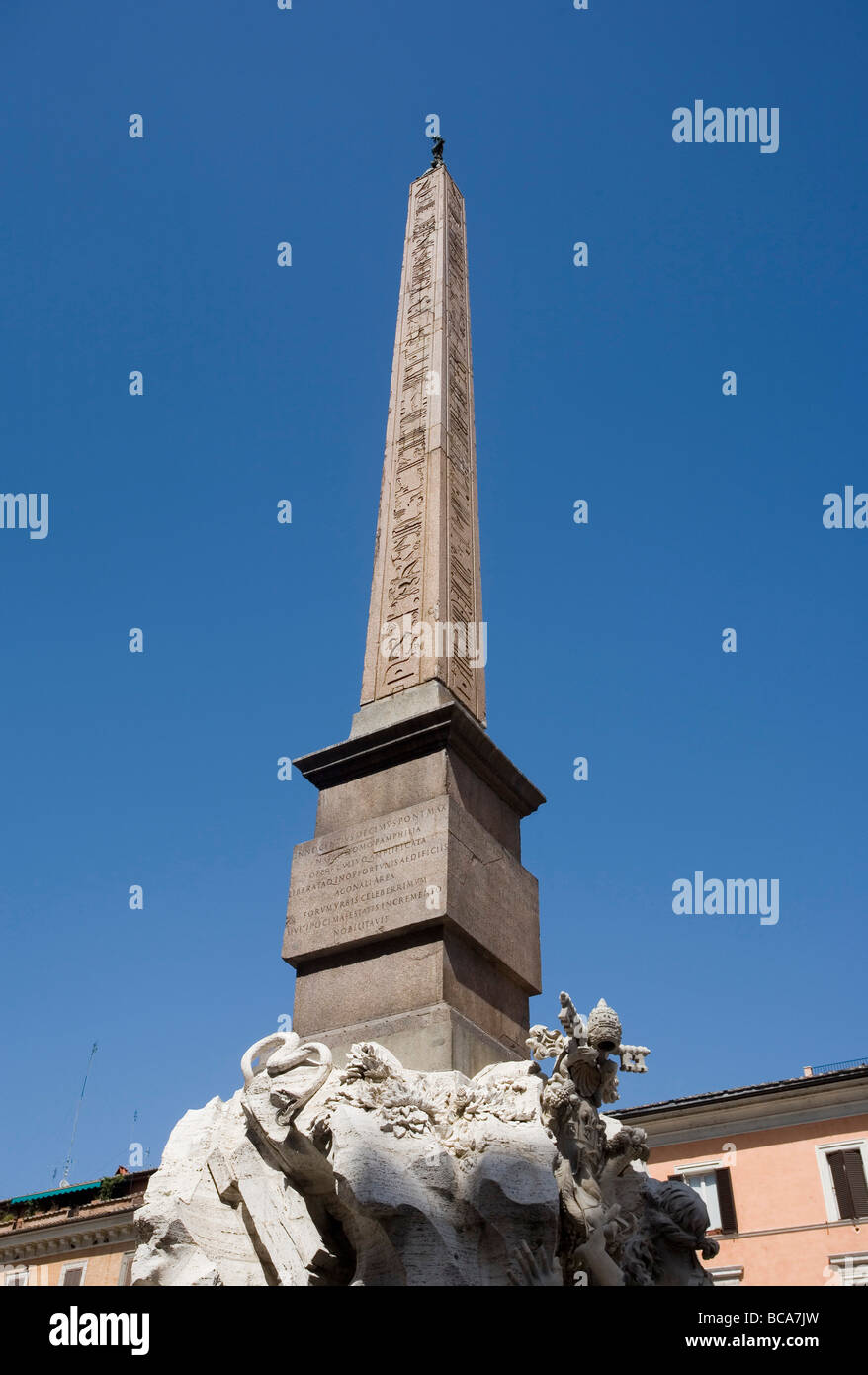 Obelisk in Piazza Navona Rome Italy Stock Photo - Alamy