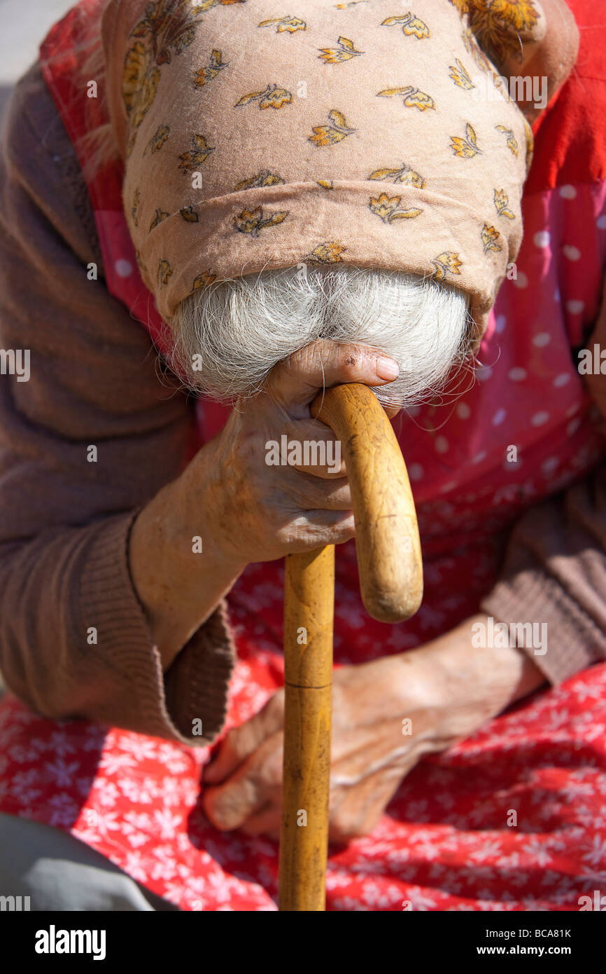 Old Woman Walking Stick On Stock Photos & Old Woman Walking Stick On ...