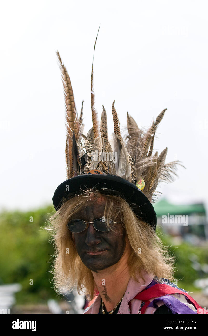 A male dancer from the Dark Horse Border Morris side at a Folk Festival ...