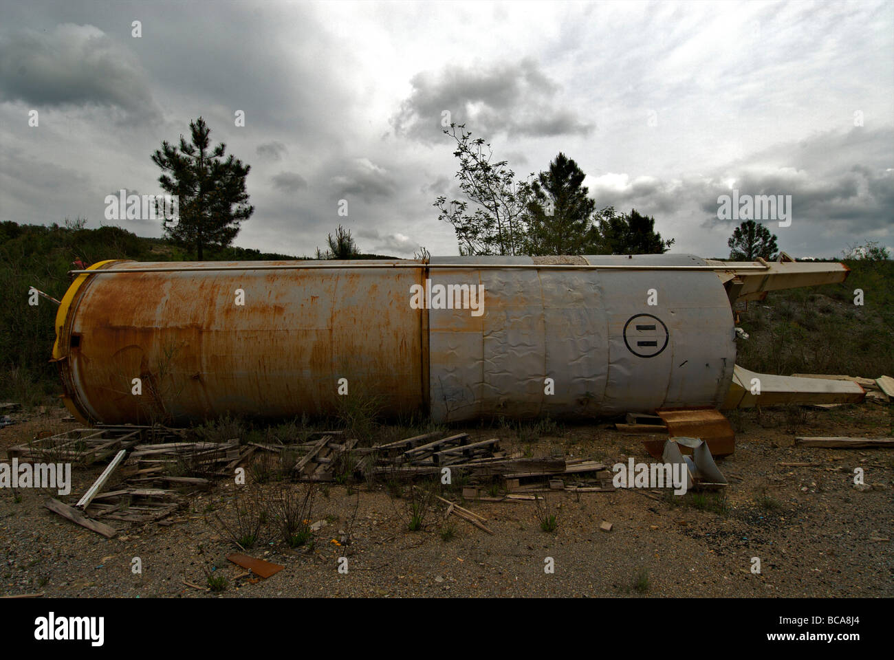 Abandoned iron waste in landscape Stock Photo - Alamy