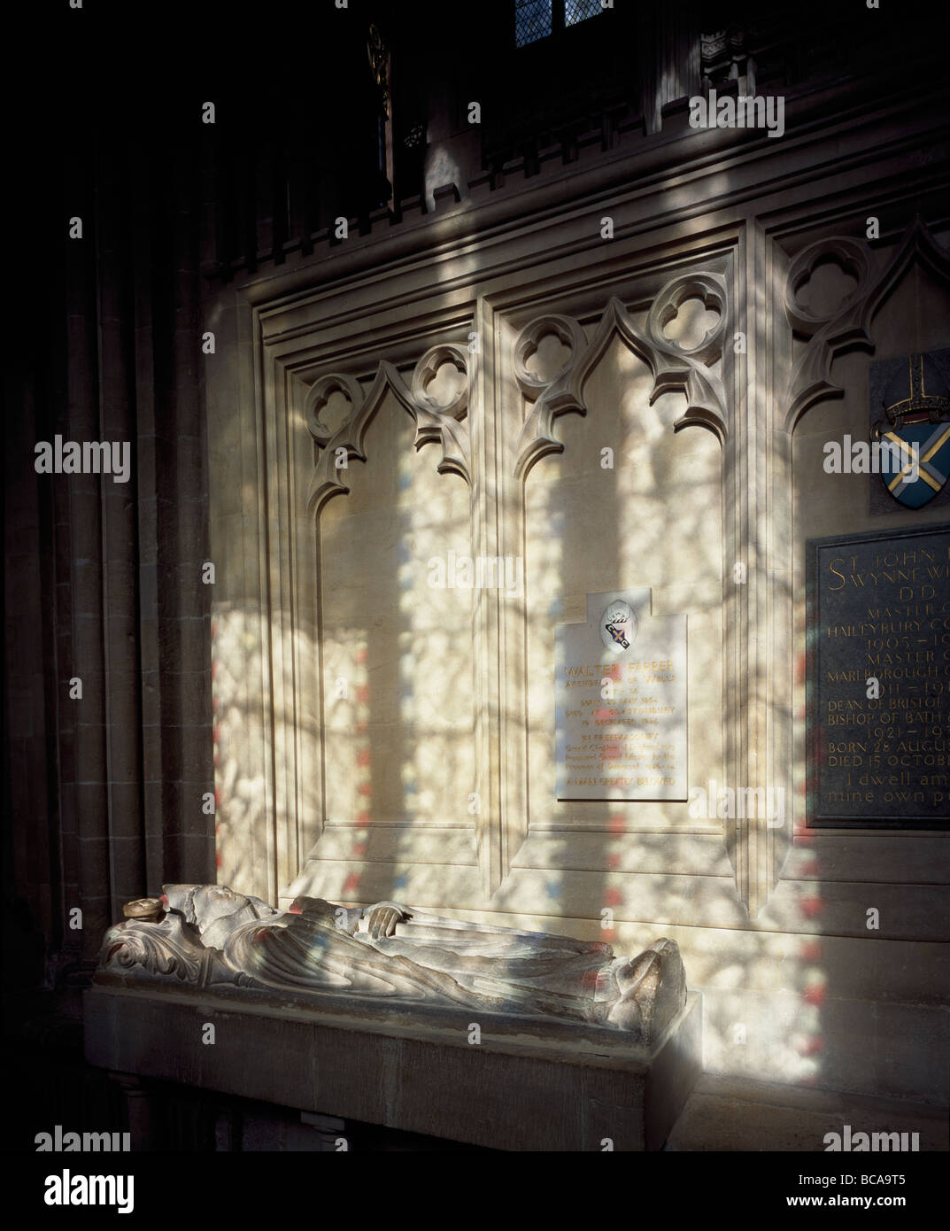 Wells Cathedral: light splashes from stained glass windows in north ...