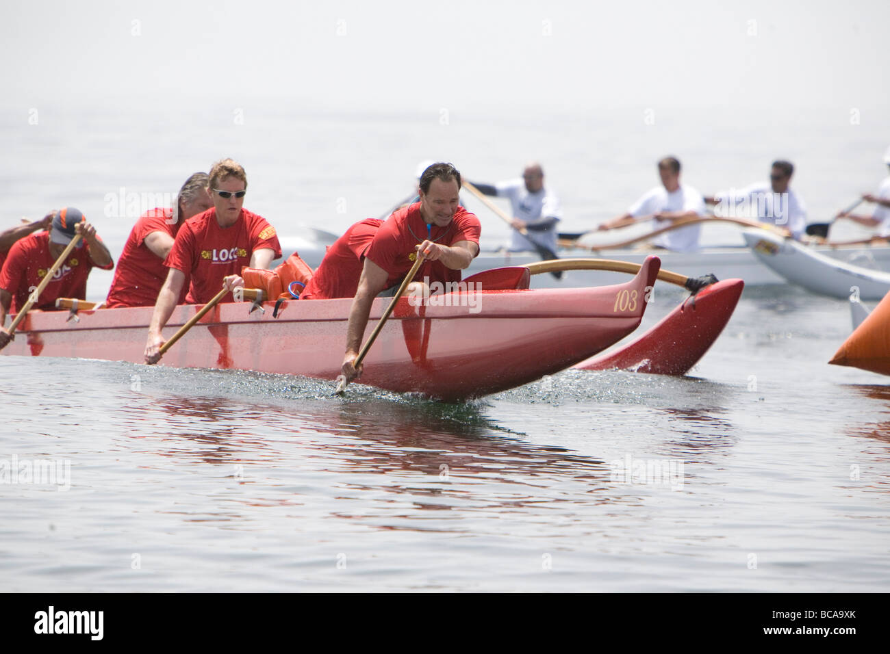 Outrigger Race in the Santa Barbara Channel Stock Photo - Alamy