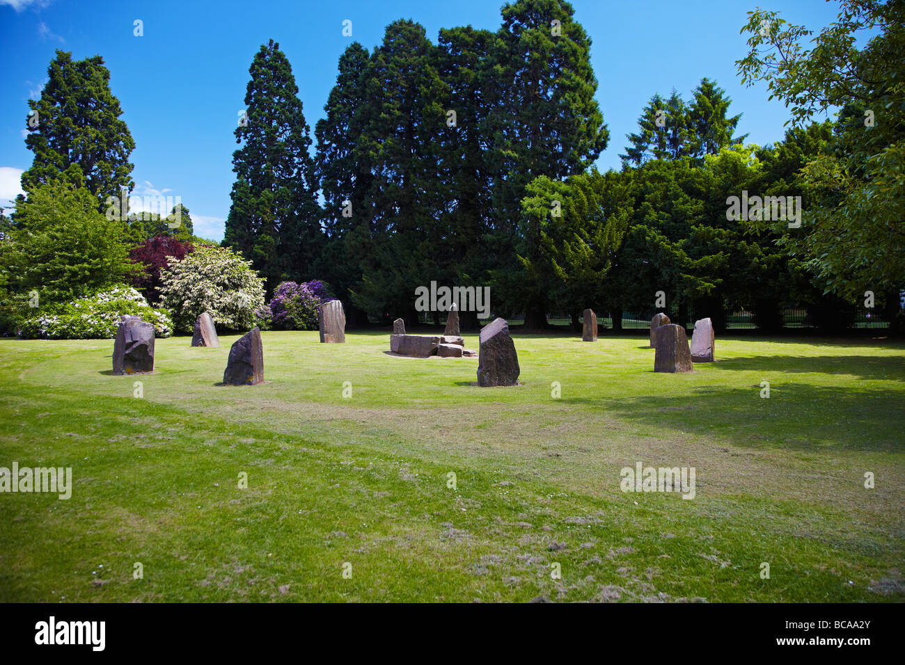 Gorsedd Stone Circle, Tredegar Park, Newport, South Wales, UK Stock ...