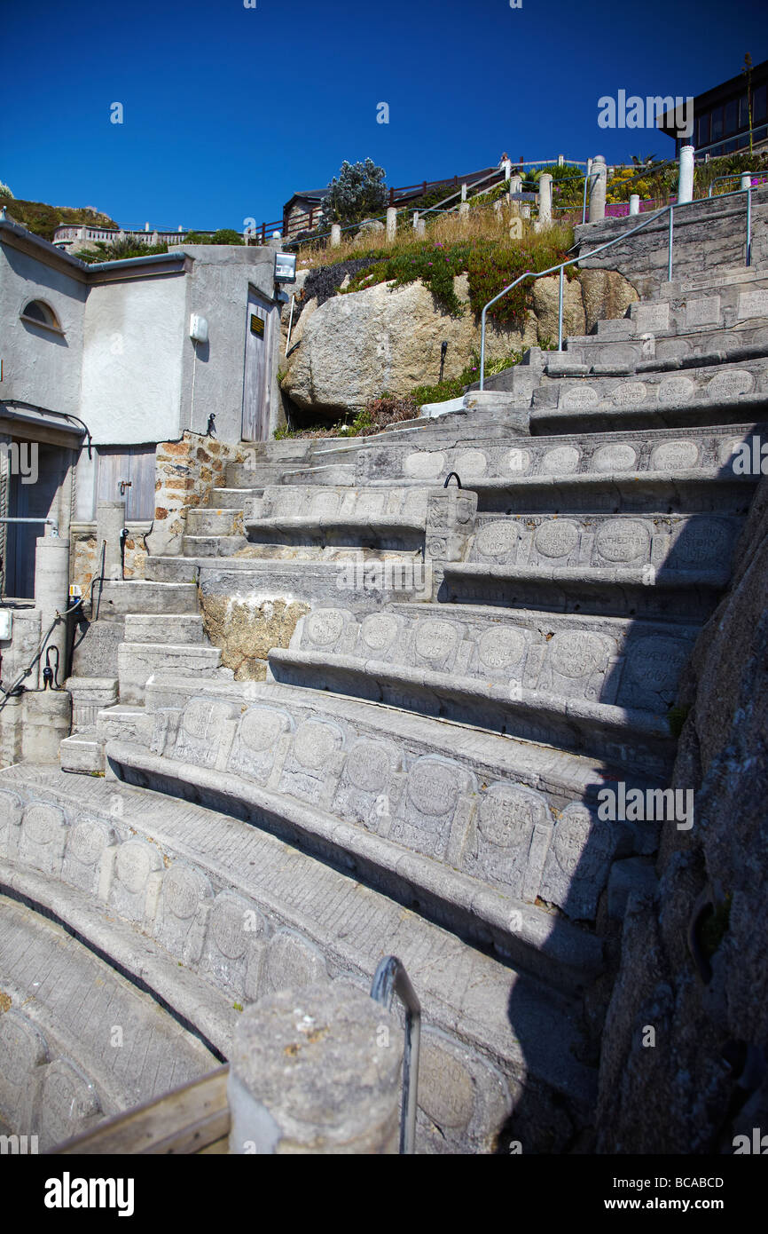 Engraved Stone Seating at the Minack Theatre, Porthcurno, Cornwall ...