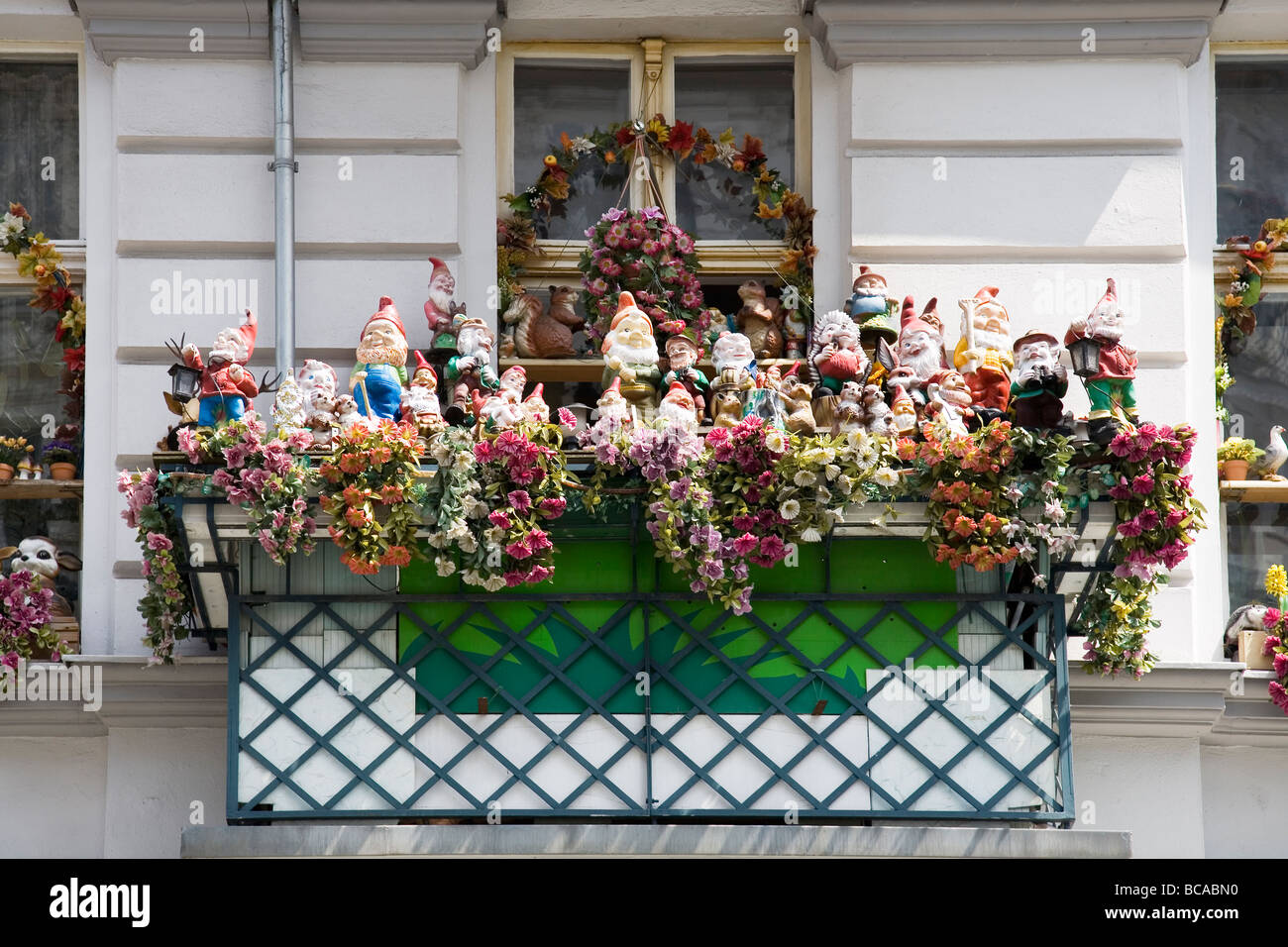 Gnomes on Balcony, Prenzlauer Berg, Berlin, Germany Stock Photo - Alamy