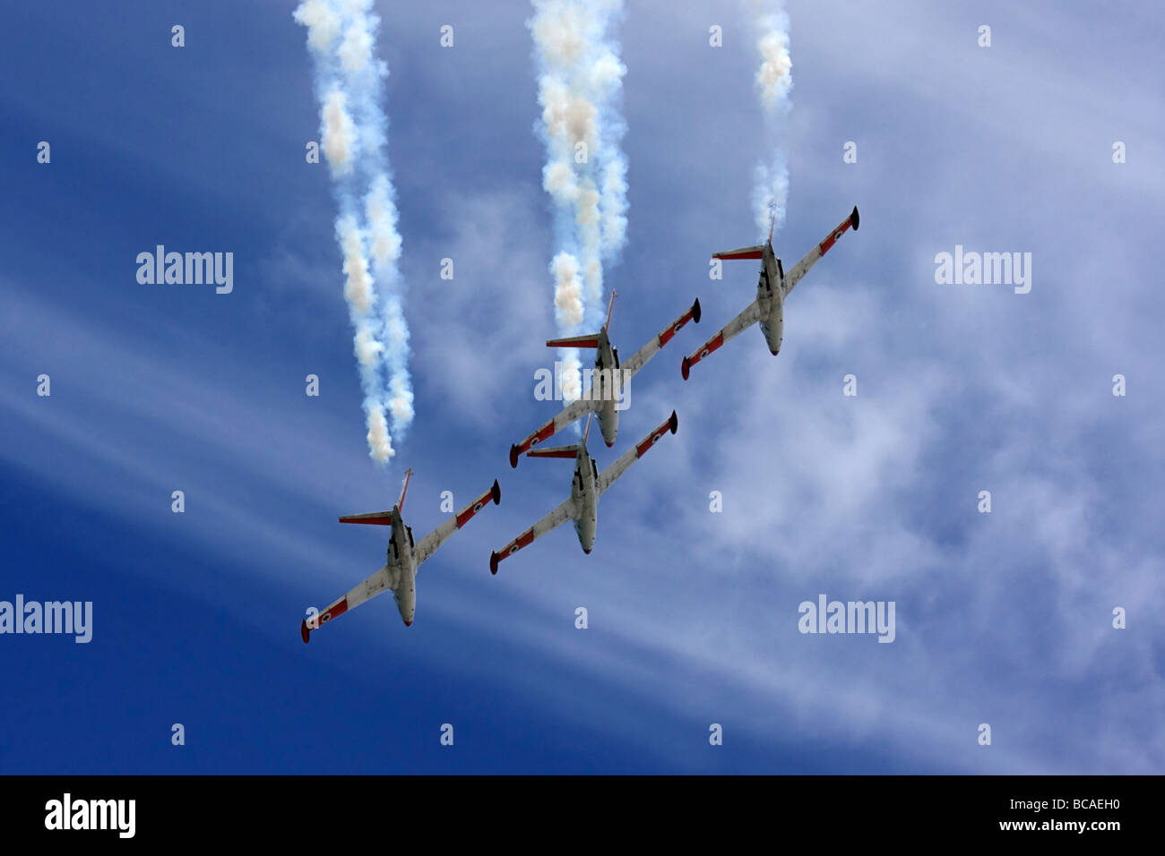 4 Israeli Air force Fouga Magister CM 170 in aerobatics display Stock ...