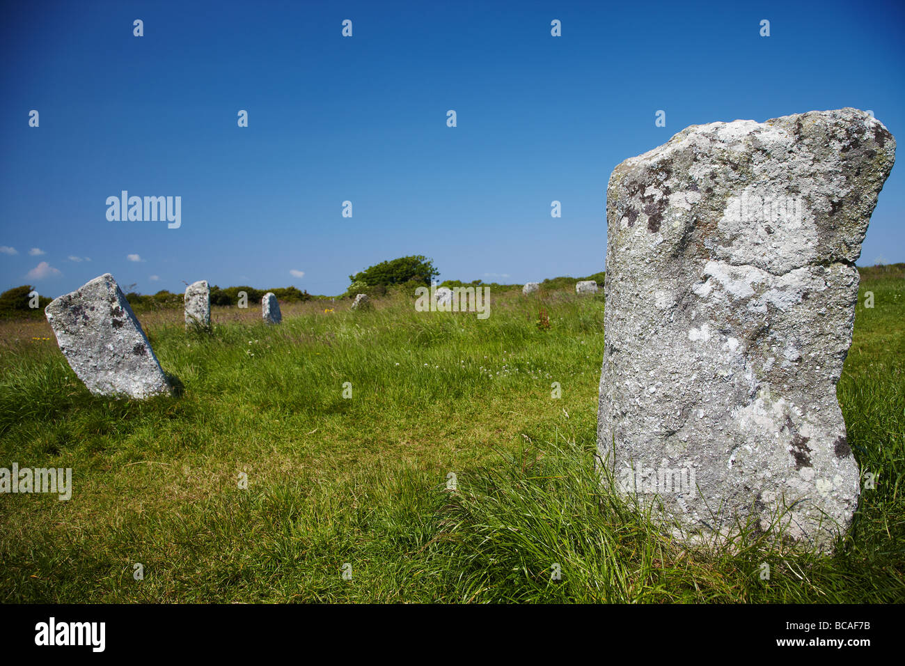 The Merry Maidens Neolithic Stone Circle near St Buryan, Cornwall ...