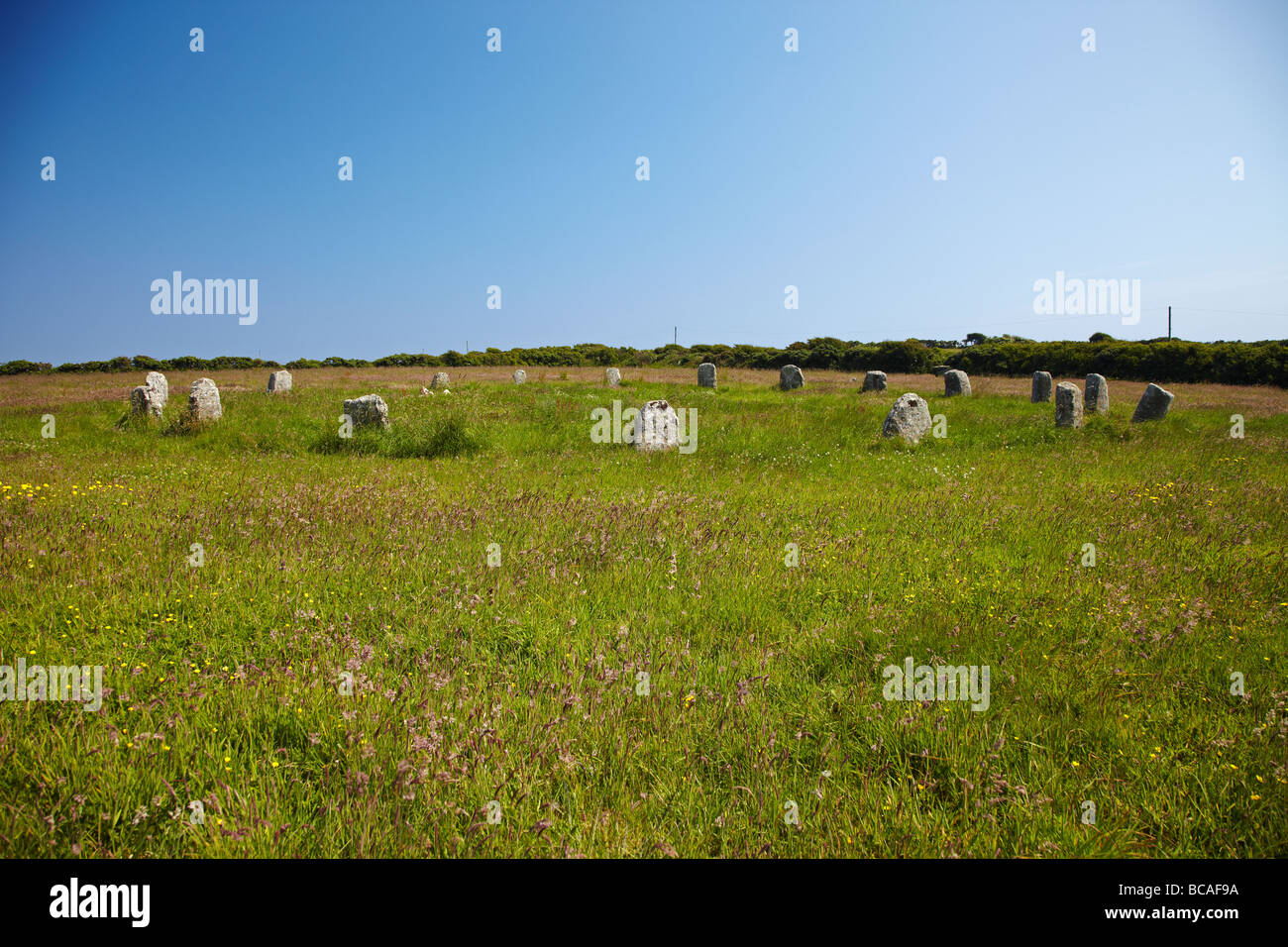 The Merry Maidens Neolithic Stone Circle near St Buryan, Cornwall ...