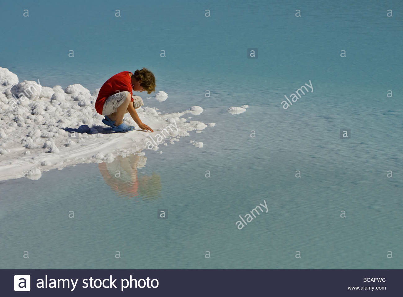Young boy explores Salt Lagoon, Baja California, Mexico Stock Photo - Alamy