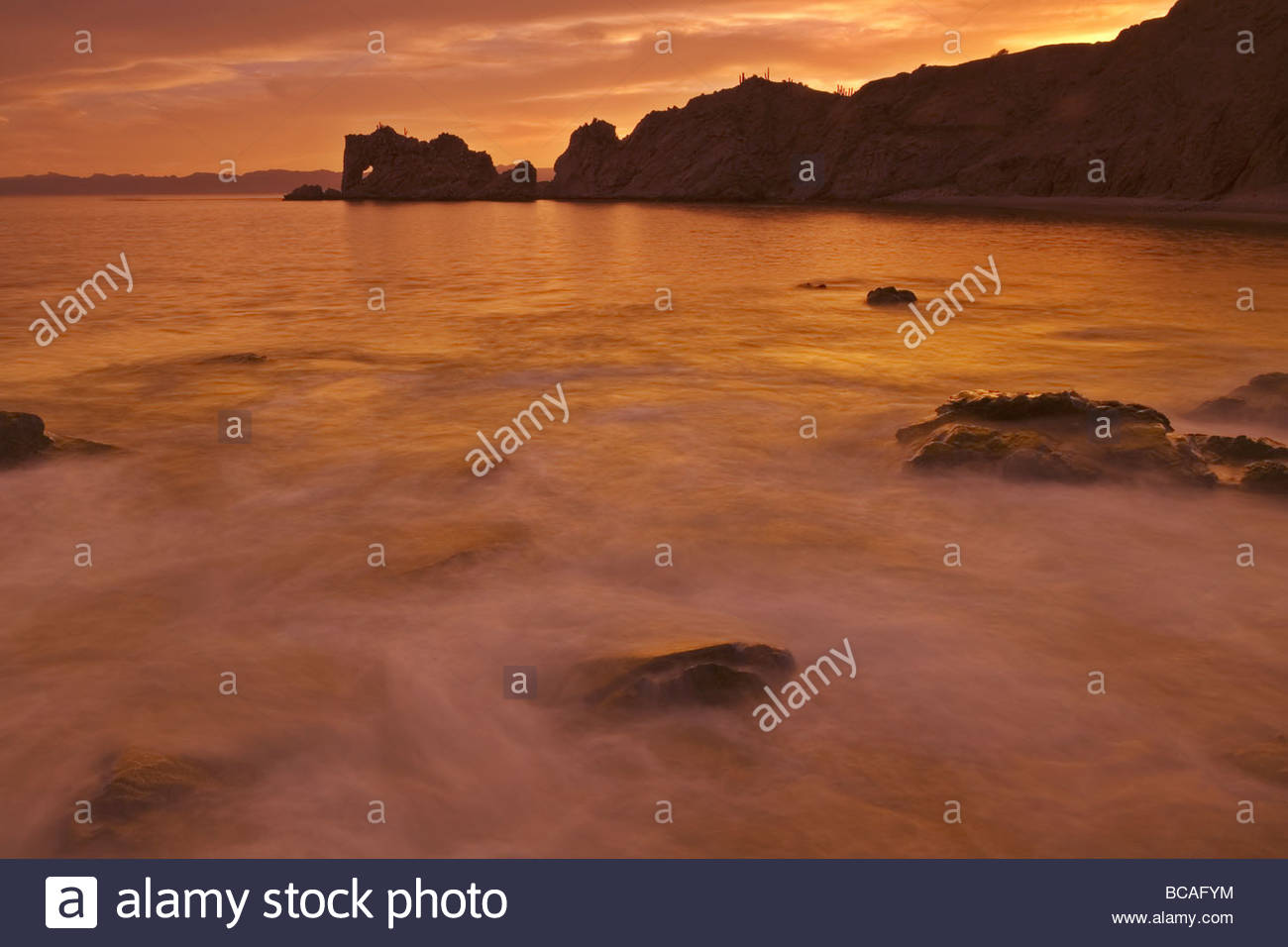 Brilliant sunset, Santa Catalina Island, Baja California, Mexico Stock ...
